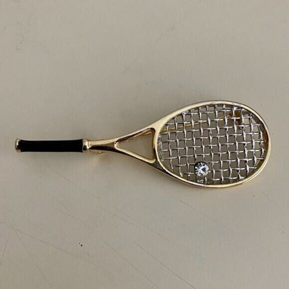 Unbranded | Jewelry | Tennis Racket With Rhinestone Ball Pin | Poshmark